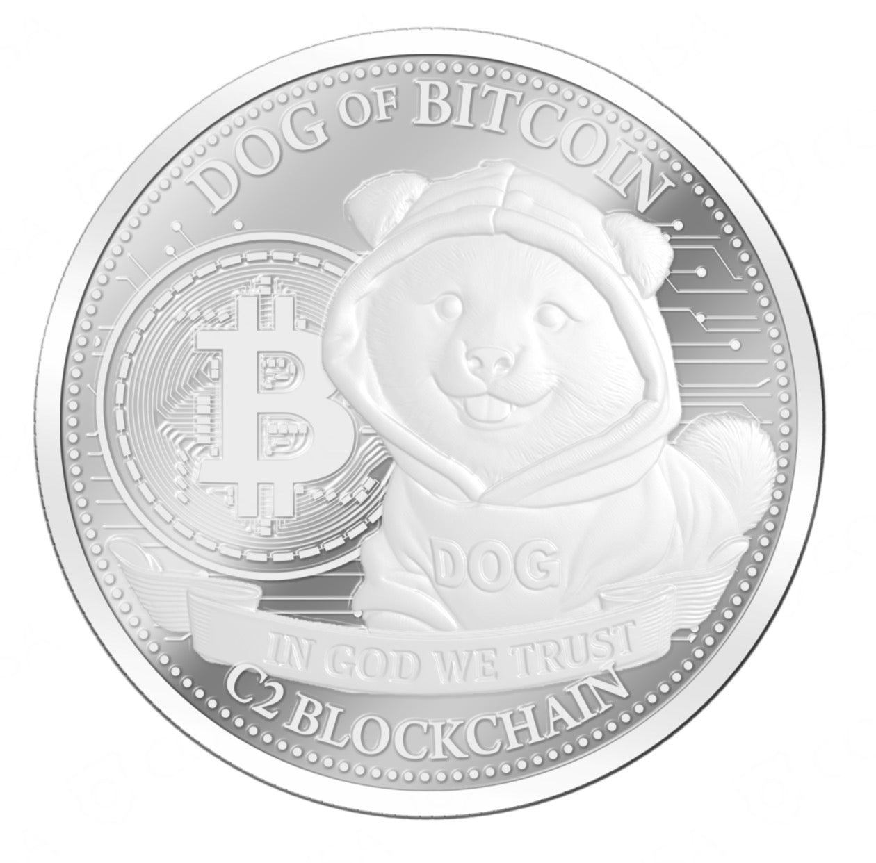 (Pre-Order) DOG of Bitcoin Silver Medallion — 2oz (50mm) – C2 BLOCKCHAIN